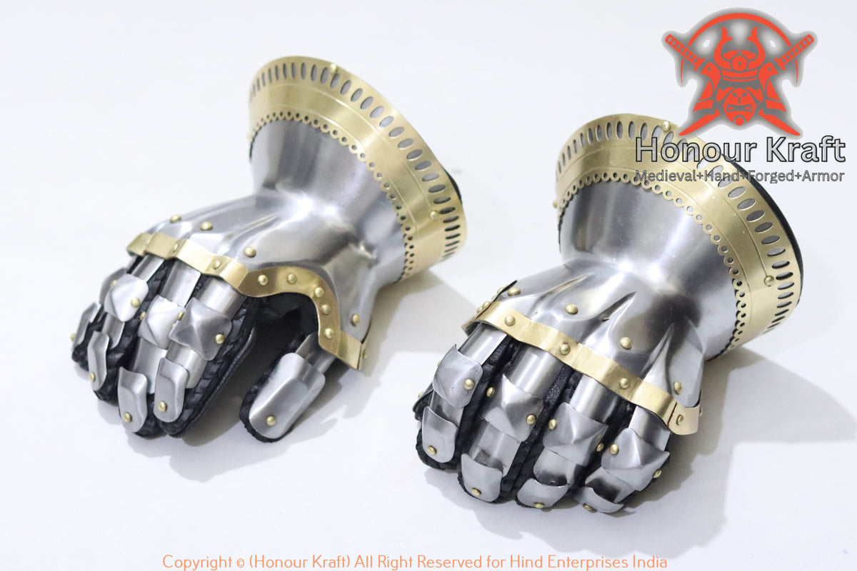 hourglass gauntlets armor pair for reenactment larp events costume typ ...