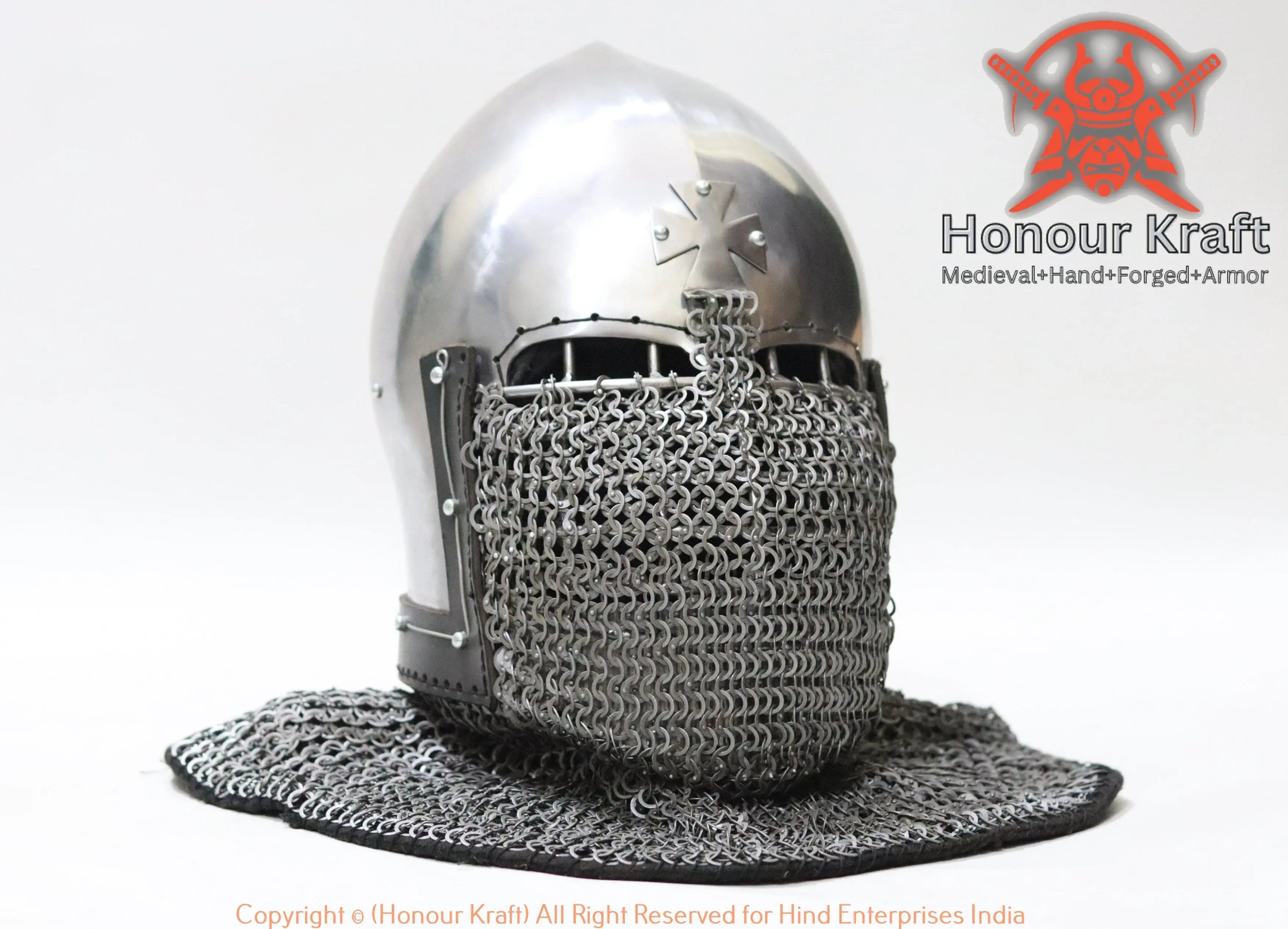 Premium Medieval Bascinet with Cross - Buhurt-Ready, Authentic Combat ...