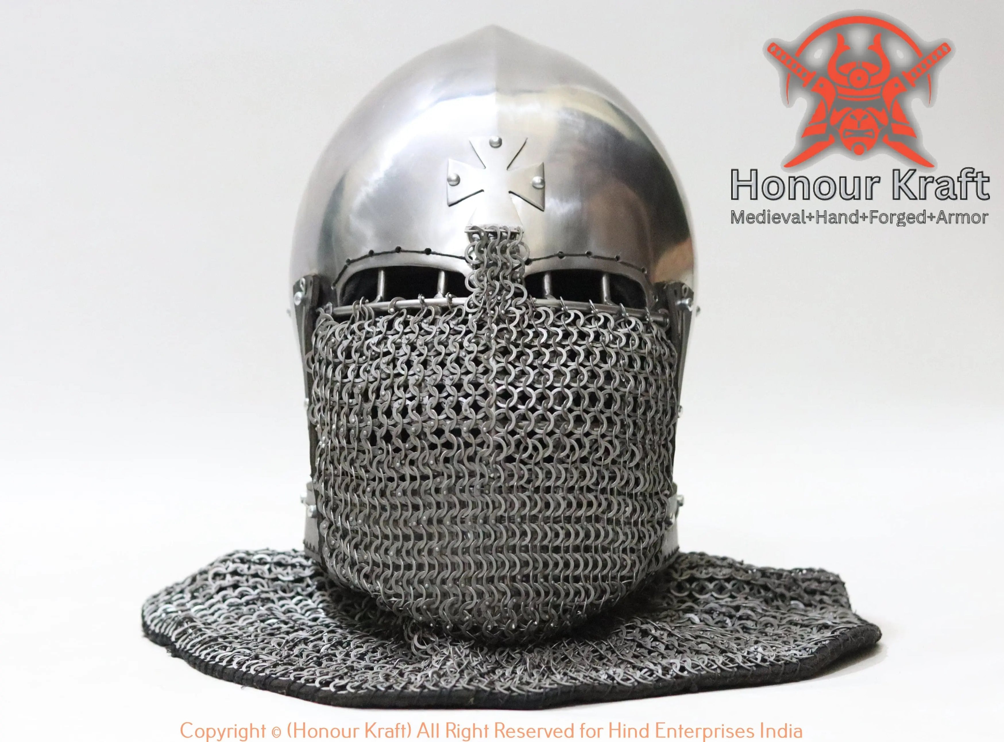 Premium Medieval Bascinet with Cross - Buhurt-Ready, Authentic Combat ...