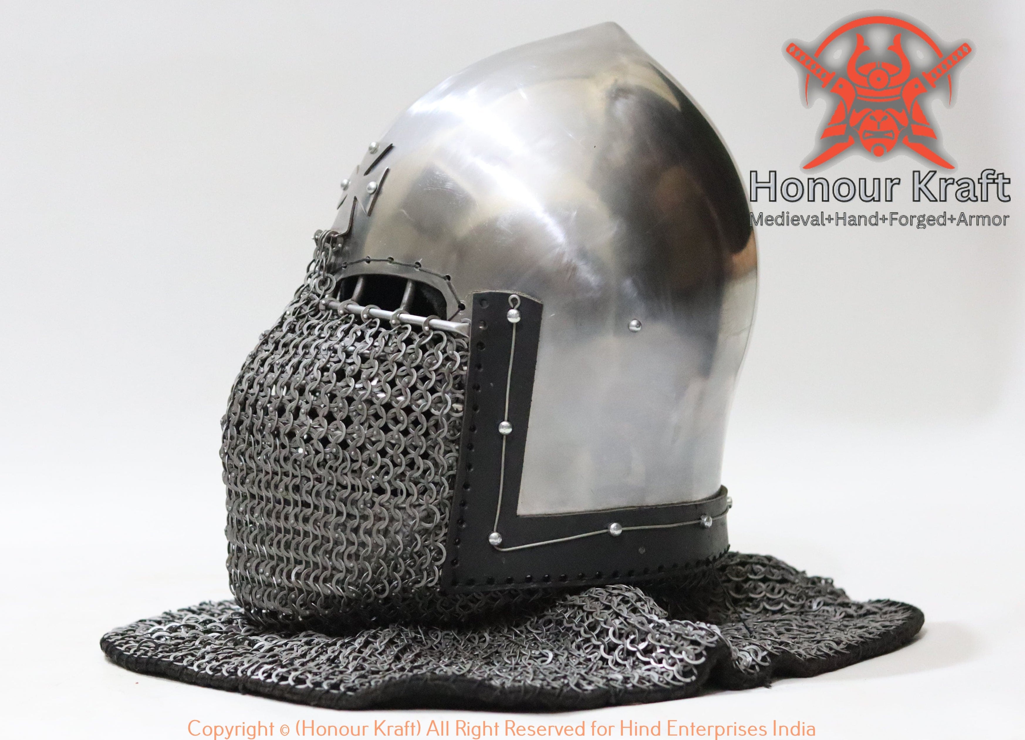 Premium Medieval Bascinet with Cross - Buhurt-Ready, Authentic Combat ...