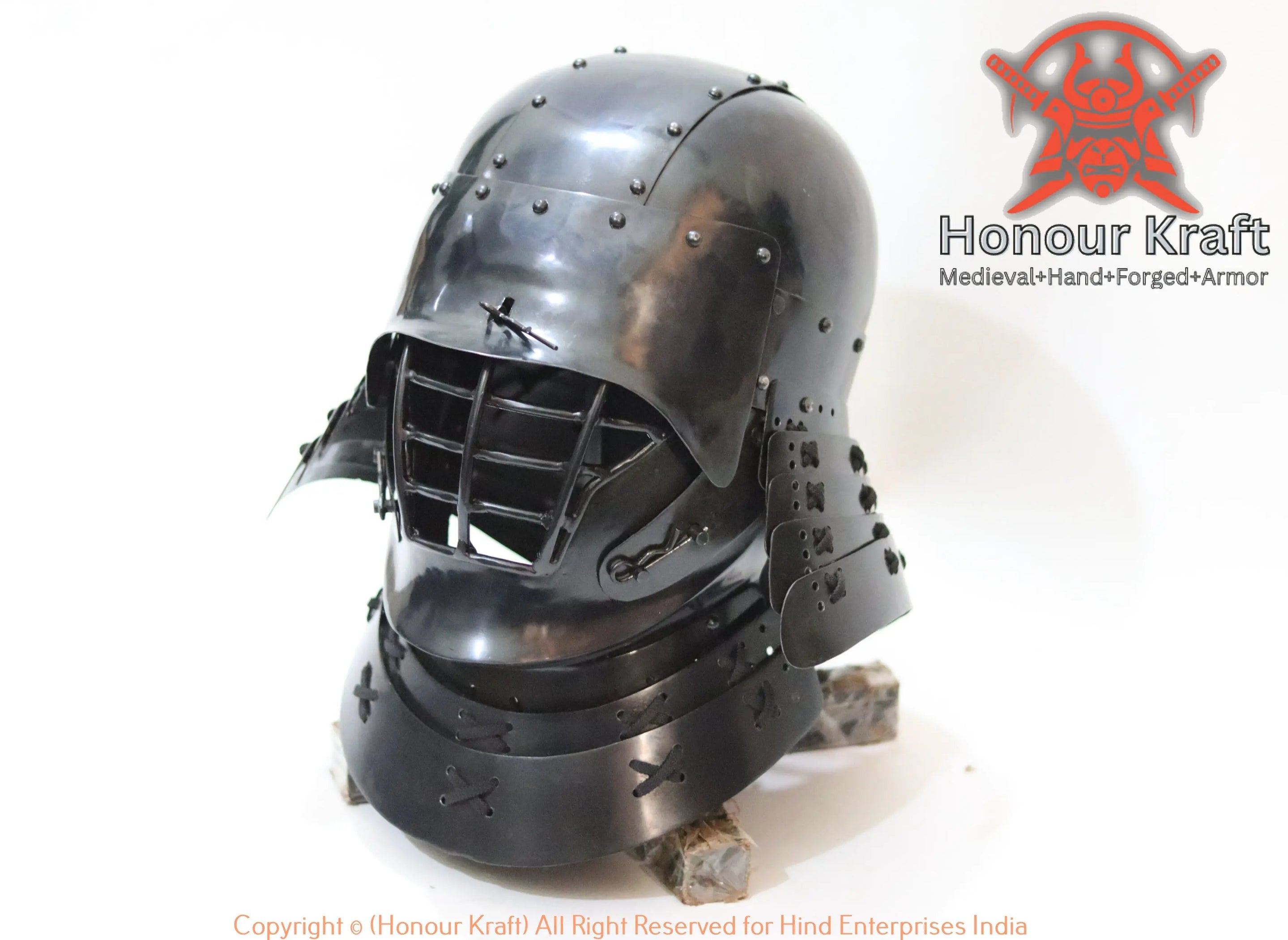 Samurai Zunari Helmet Armor for Buhurt Combat Blackened T-1 — Honour Kraft