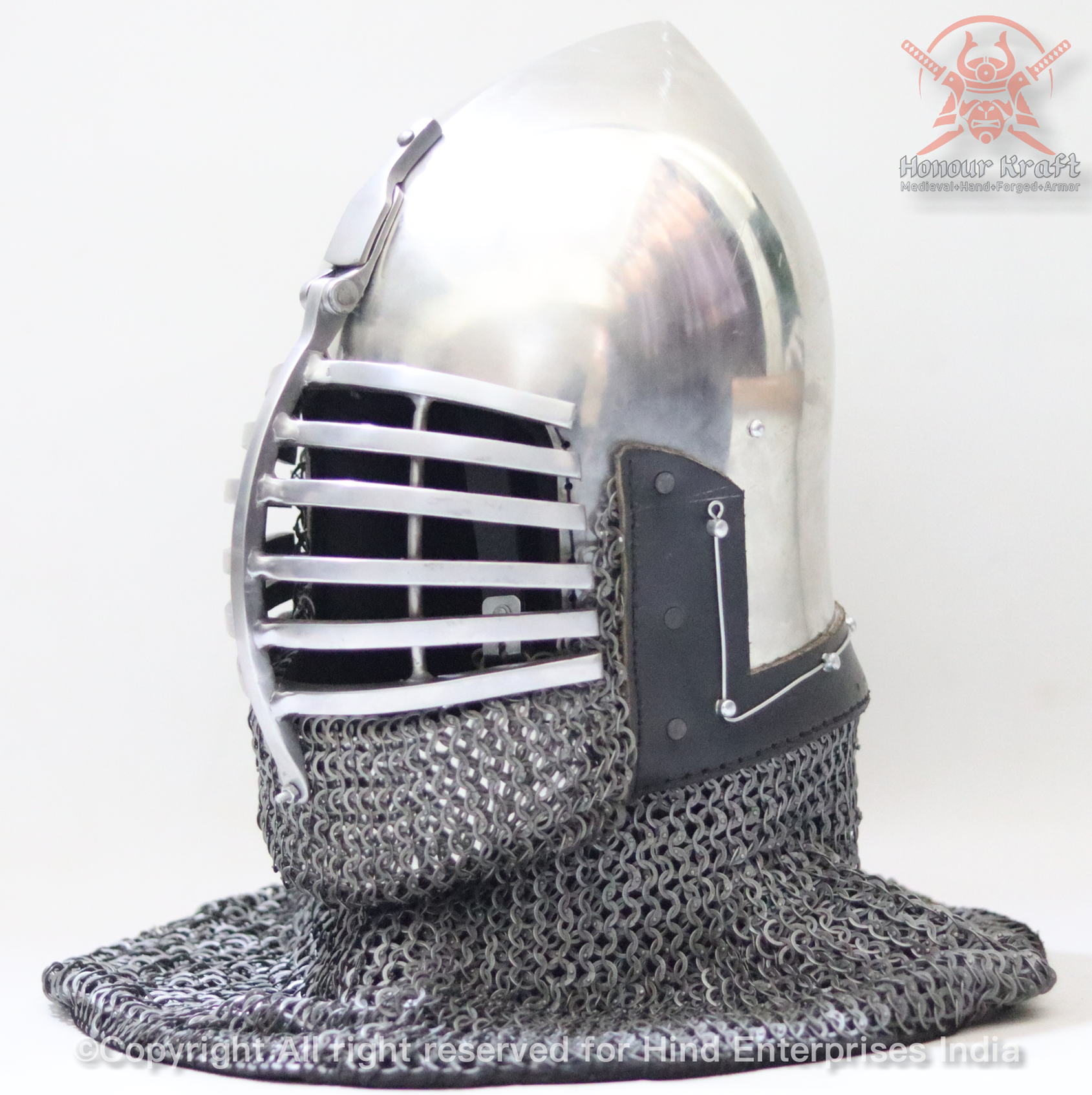 Bascinet Wolf Ribs Helmet for Buhurt Combat | HonourKraft — Honour Kraft